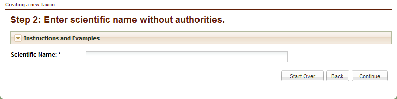 Taxonomy Help - Create Taxon